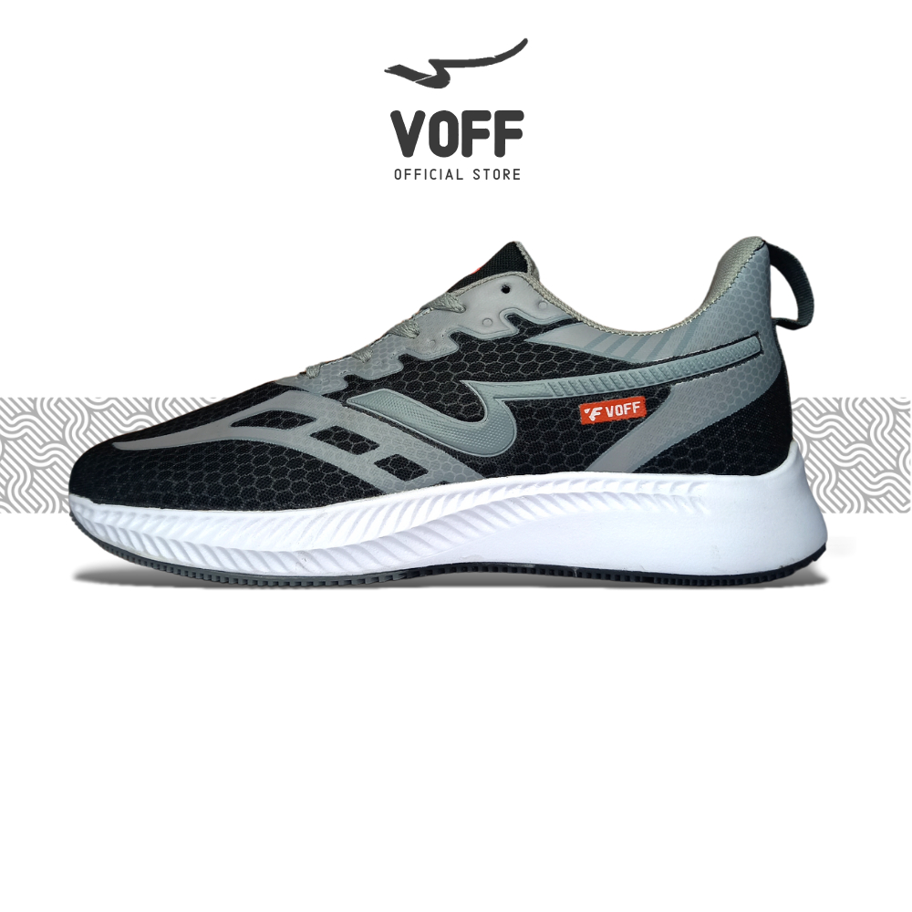 Jual Voff - Sepatu Running Massive Black Grey Unisex | Shopee Indonesia