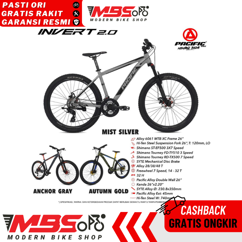 Jual Pacific INVERT 2.0 MTB 26 inch Sepeda Gunung Dewasa Pasific ALLOY ...