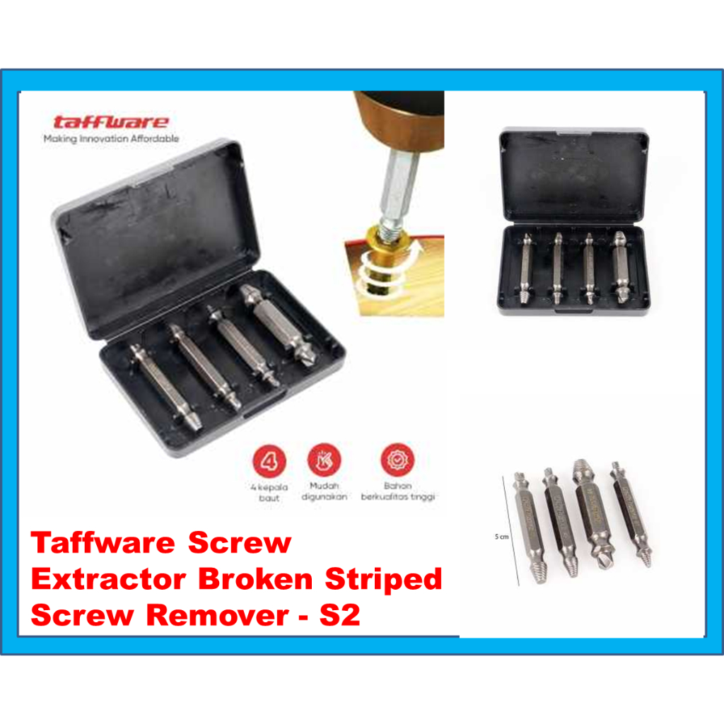 Jual 4 Kepala Baut Screw Extractor Broken Striped Screw Remover ...