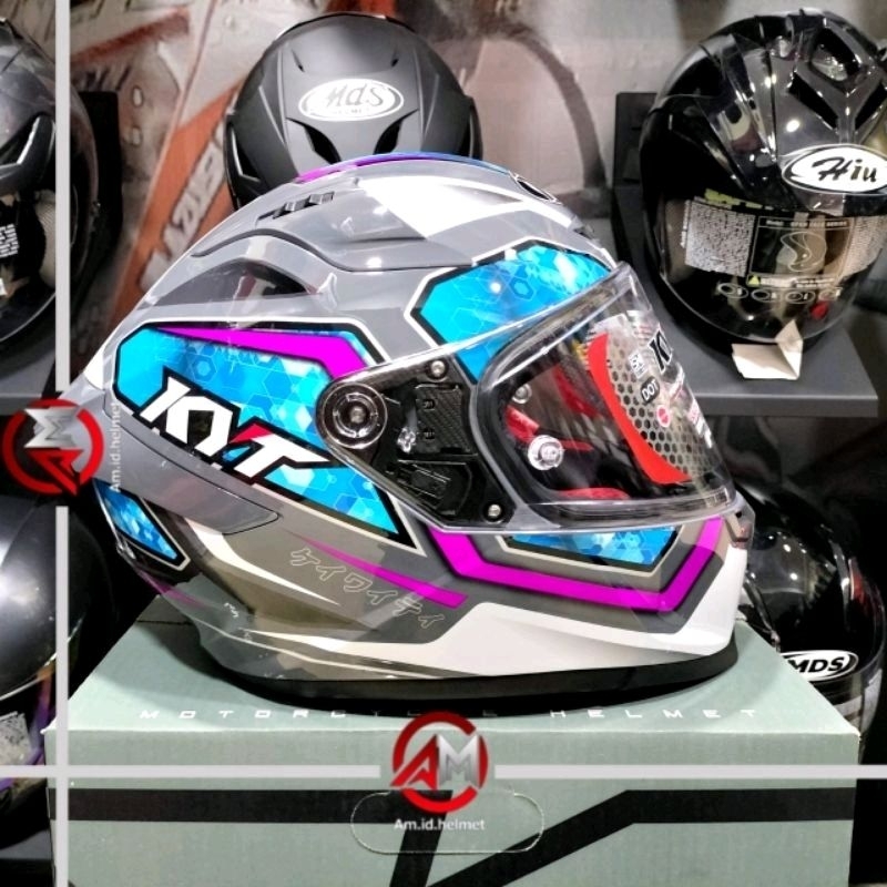 Jual HELM KYT STRIKER #1 GORILA GREY BLUE FULL FACE KYT HELM STRIKER 1 ...