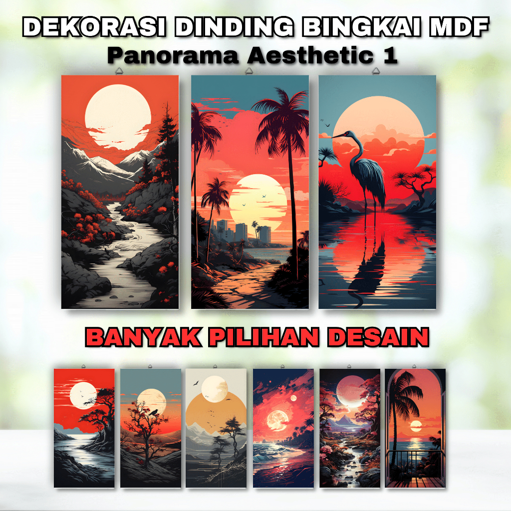 Jual Hiasan Dinding Bingkai MDF tema lukisan Panorama alam dekorasi ...