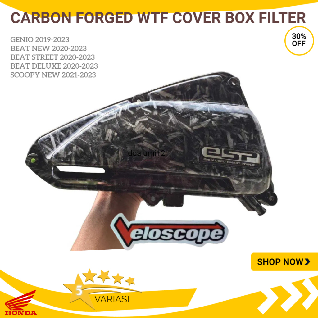 Jual Tutup Filter Carbon Celup Forged Beat, Scoopy, Genio 2020_2023 ...