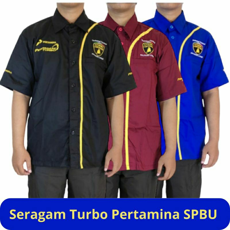 Jual Seragam Kantor SPBU Pasti Pas Baju Warna Biru Marun Navy, Kemeja ...