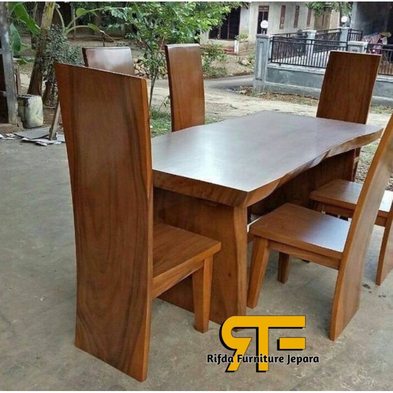 Jual Meja Makan Trembesi Blok Solid Alami /Kursi Makan Jatj Trembesi ...