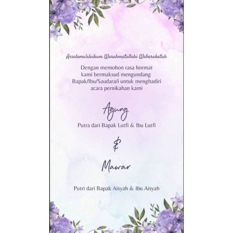 Jual Undangan nikah digital tema ungu | Shopee Indonesia