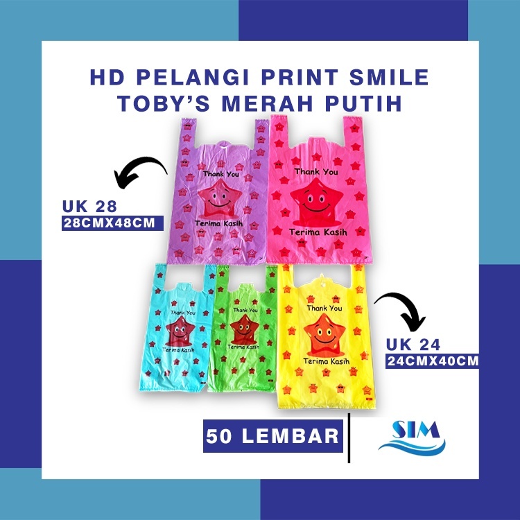 Jual Kresek Plastik HD Warna Warni Pelangi Print Smile Thankyou ...