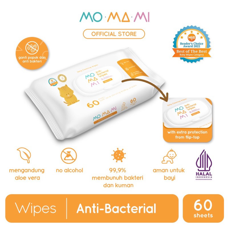 Jual MOMAMI AntiBacterial Wipes 60s | Momami Anti Bacterial isi 30 dan ...