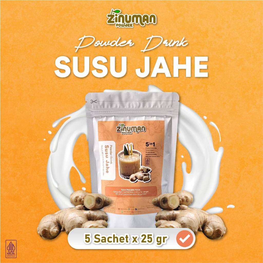Jual Zinuman Powder Rasa Susu Jahe Sachet Pack 5s x 25 gr | Shopee ...