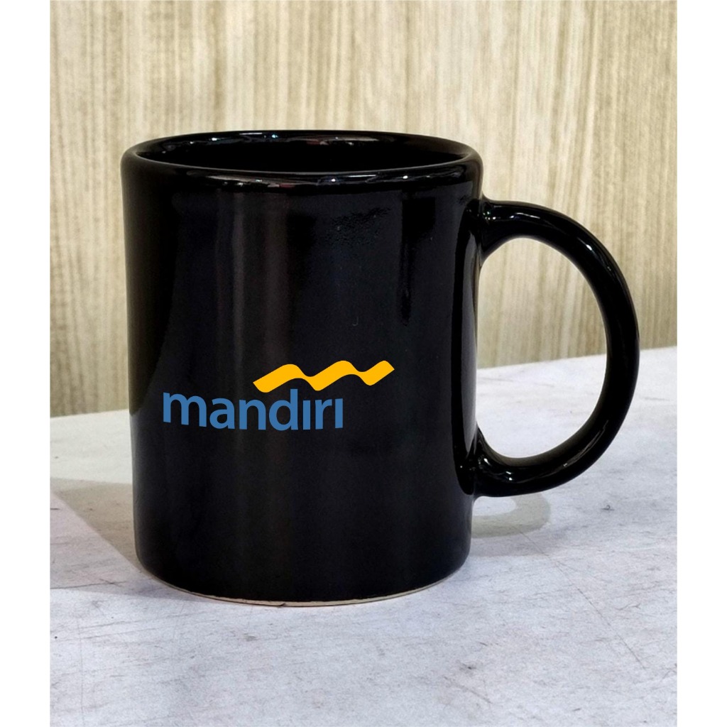 Jual Mug Keramik Hitam Custom Logo MANDIRI/Mug Hitam Murah | Shopee ...