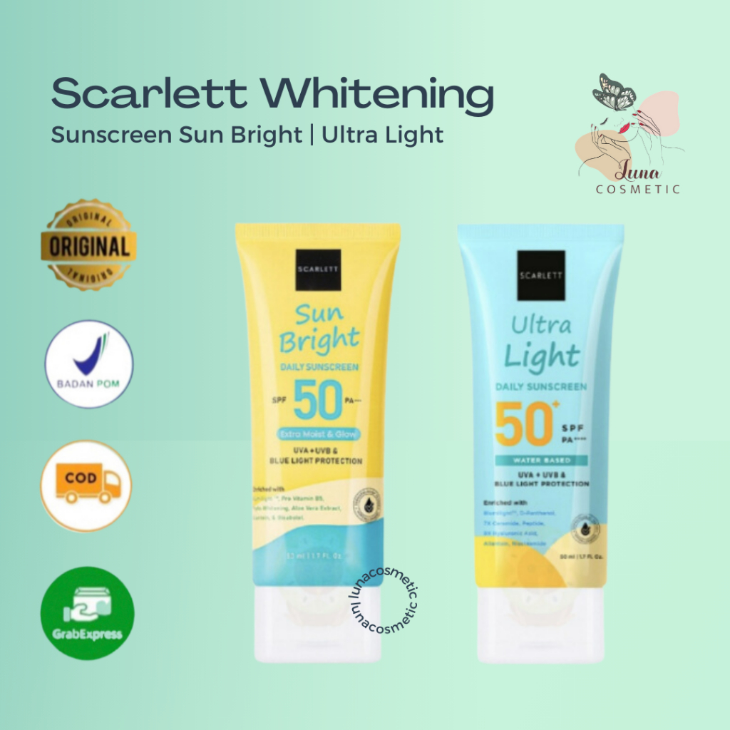 Jual Scarlett Whitening Sunscreen Sun Bright Daily SPF 50 PA+++ | Shopee Indonesia