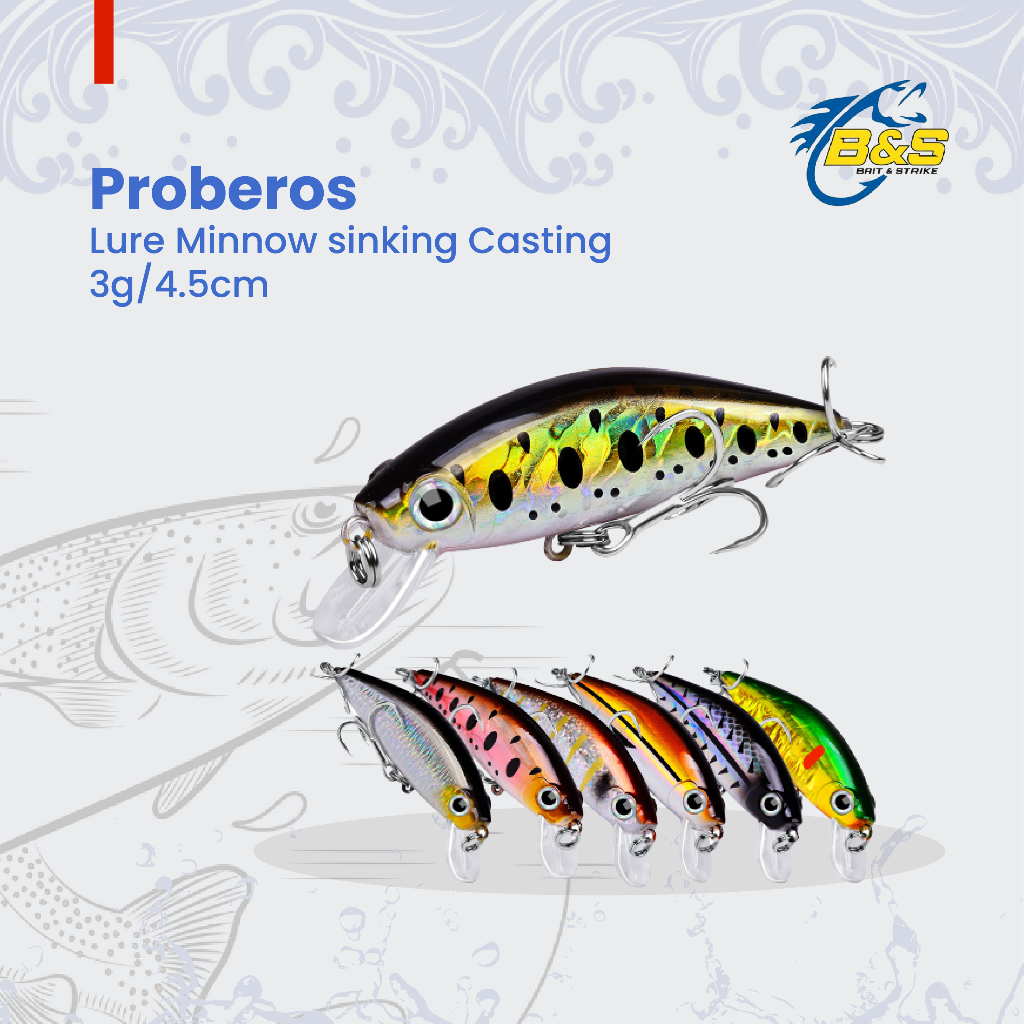 Jual PROBEROS Umpan Lure Minnow sinking 3g/4.5cm Umpan Pancing Casting ...