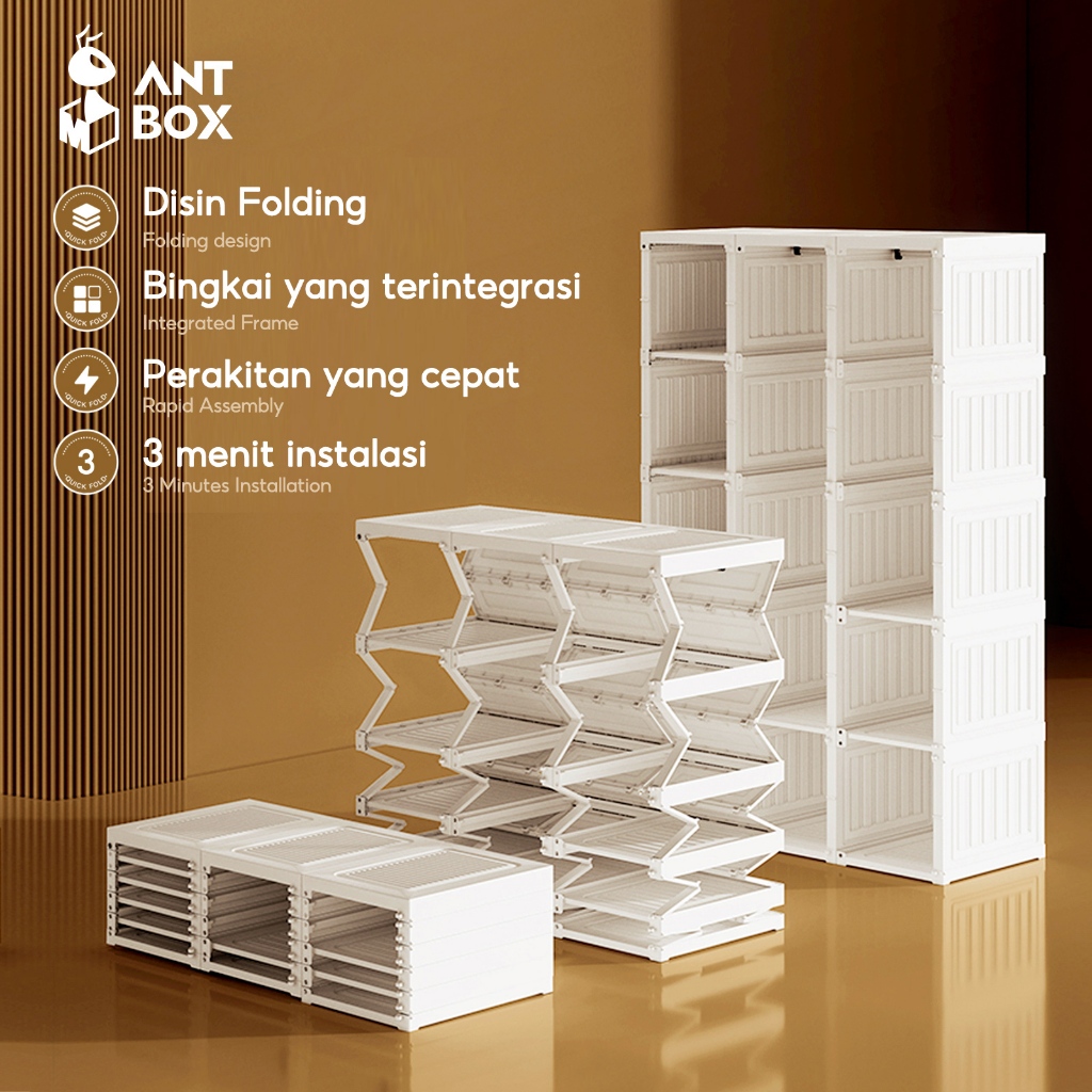 Jual ANTBOX Lemari Pakaian Transparan 12 Box Lemari Baju Minimalis Lemari Lipat Plastik Tebal ...