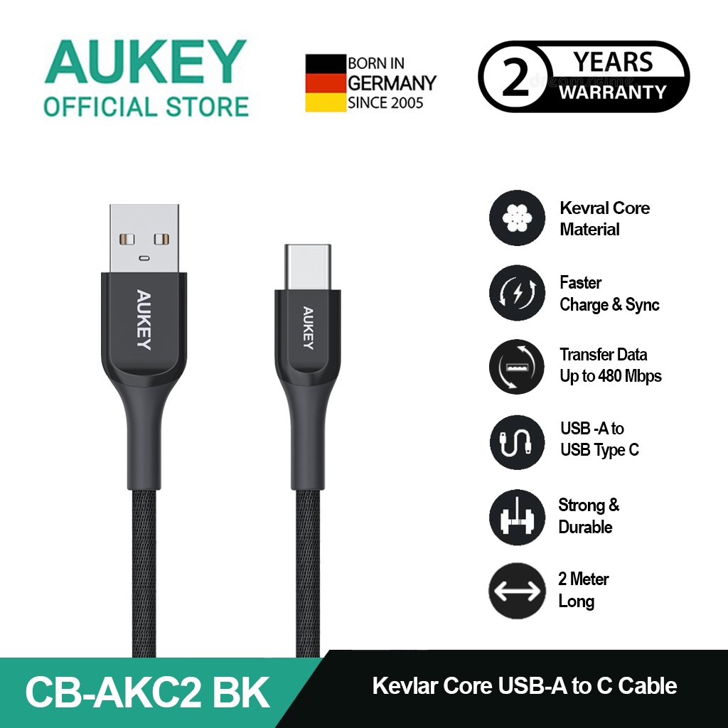 Jual AUKEY Kabel Charger Type C CB-AKC2 Kevlar Core USB-A to USB-C ...