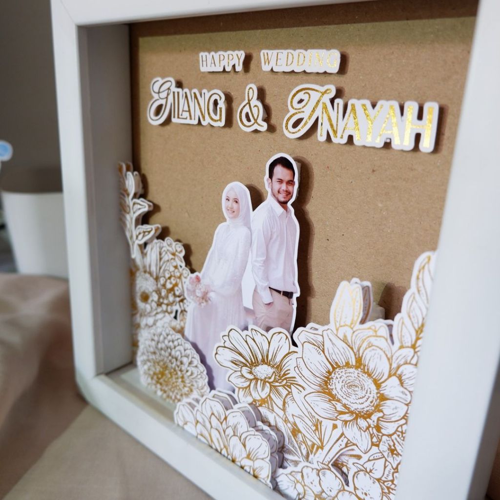 Jual HADIAH ANNIVERSARI HARI PERNIKAHAN MURAH BUNGA EMAS POPUP FRAME 3D ...