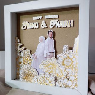 Jual HADIAH ANNIVERSARI HARI PERNIKAHAN MURAH BUNGA EMAS POPUP FRAME 3D ...