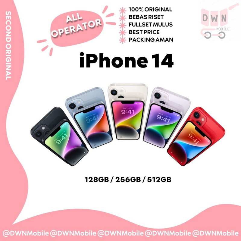 Jual iPhone 14 512GB/256GB/128GB Second Original Mulus Normal Fullset | Shopee Indonesia