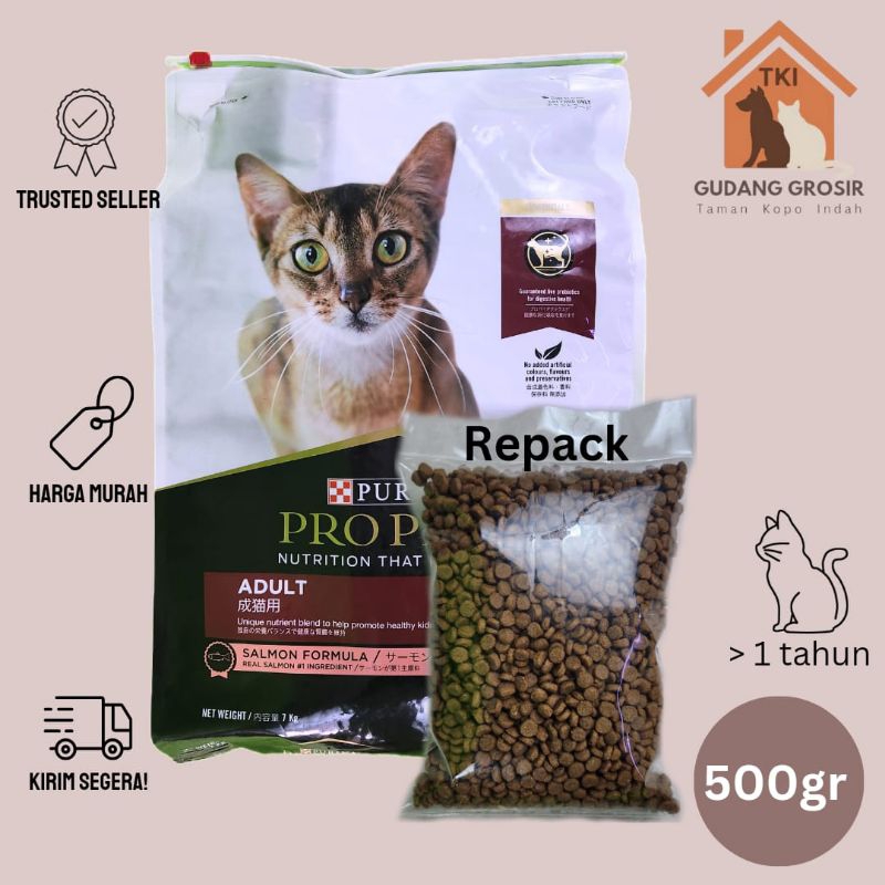 Jual Pro Plan Cat Adult Salmon 500gr Repack Proplan Dry Food | Shopee ...