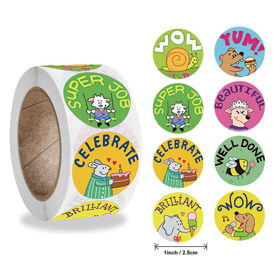 Jual Sticker Reward Motivasi Anak Stiker Kartun Hewan 8 variasi (500 ...