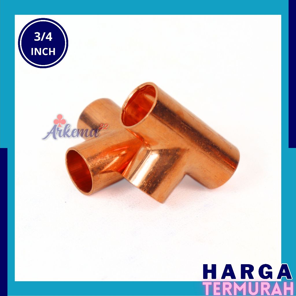 Jual SAMBUNGAN TEE 3/4 INCH | COPPER TEE TEMBAGA 3/4" | TE FITTING PENYAMBUNG PIPA 3/4 | CABANG ...