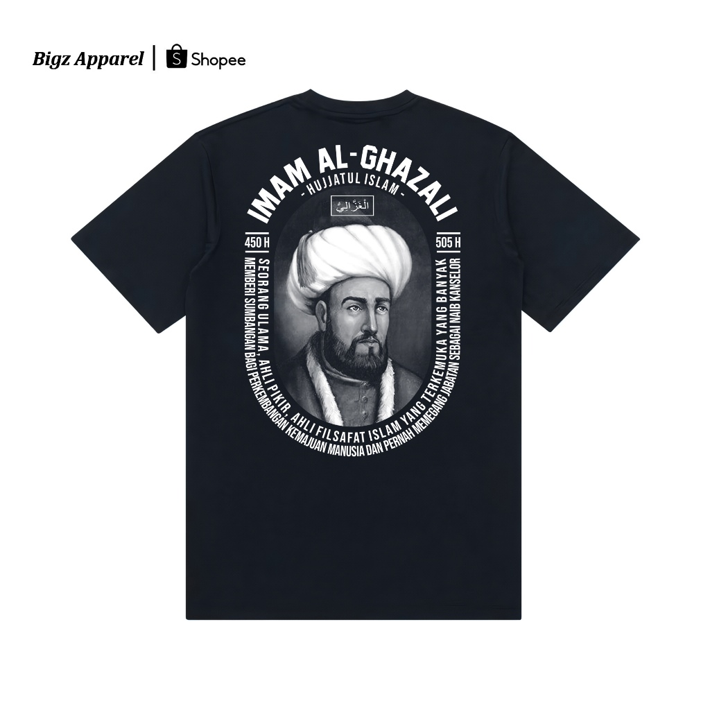 Jual Kaos T-shirt Pria Distro Islami Imam Al-Ghazali l HITAM l UNISEX ...