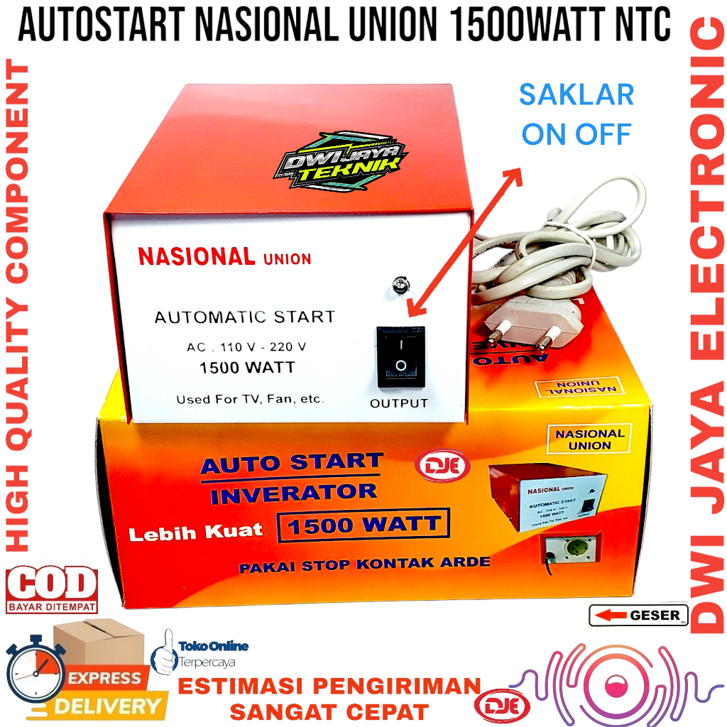 Jual Auto Start Inverator Anti Jeglek NASIONAL 1500WATT Output ARDE NTC | Shopee Indonesia