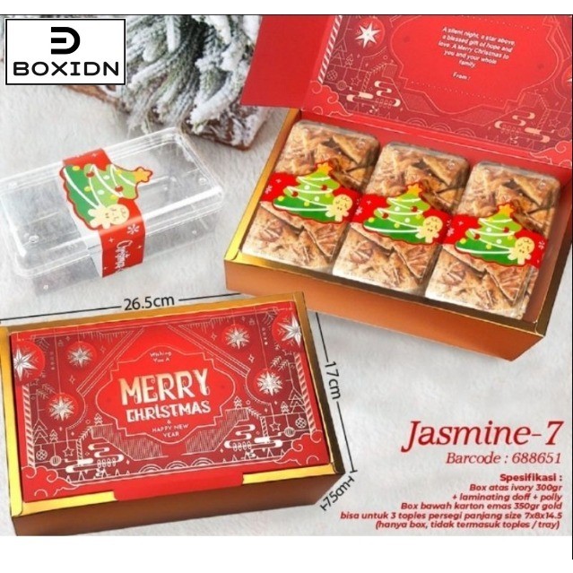 Jual Christmas Box Natal 3 toples 350gr persegi Panjang Box Natal Kue ...