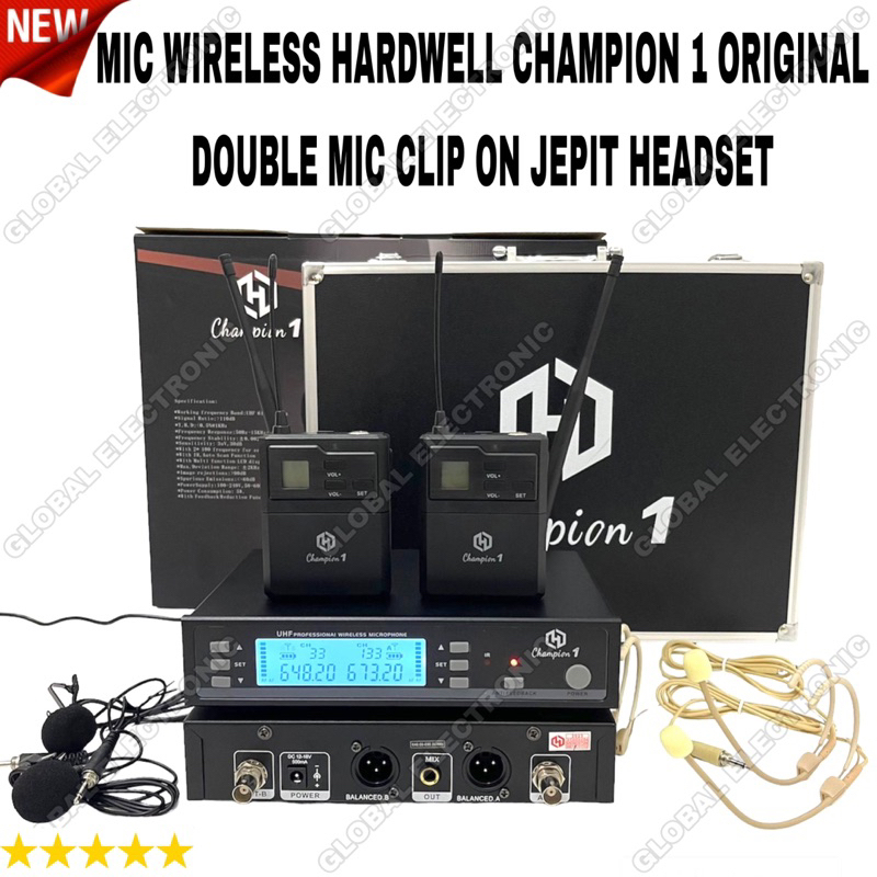Jual MIC WIRELESS HARDWELL CHAMPION 1 ORIGINAL 2 MIC JJHH | Shopee ...