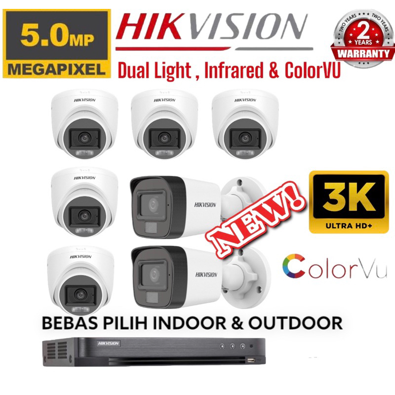 Jual PROMO KAMERA CCTV HIKVISION 7 CAMERA 5MP DUAL LIGHT COLORVU ...