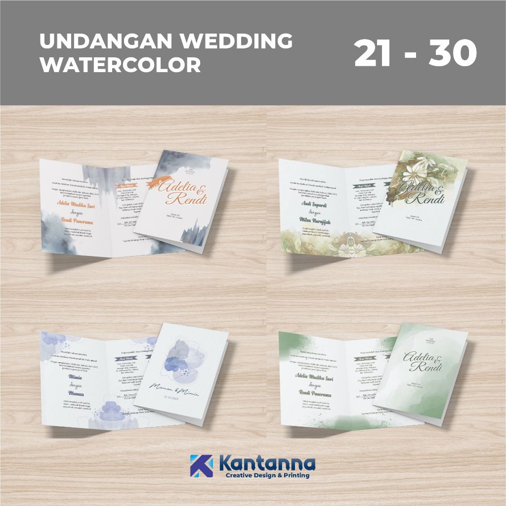 Jual CETAK UNDANGAN PERNIKAHAN COSTUM TEMA WATERCOLOR SIMPEL ELEGAN 21 ...