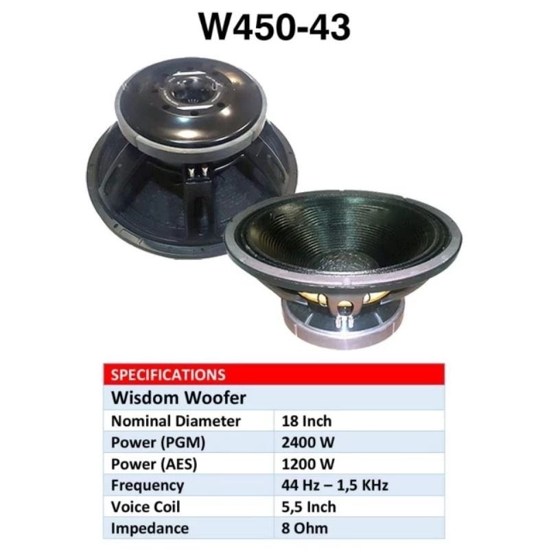 Jual Speker Komponen 18 inch Wisdom W450-43 Subwoofer Wisdom W450 43 | Shopee Indonesia