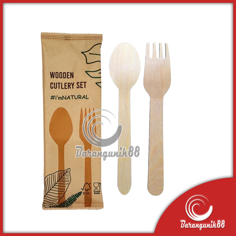 Jual Set Sendok Garpu Makan Kayu Kecil Sekali Pakai Food Safe Wooden ...
