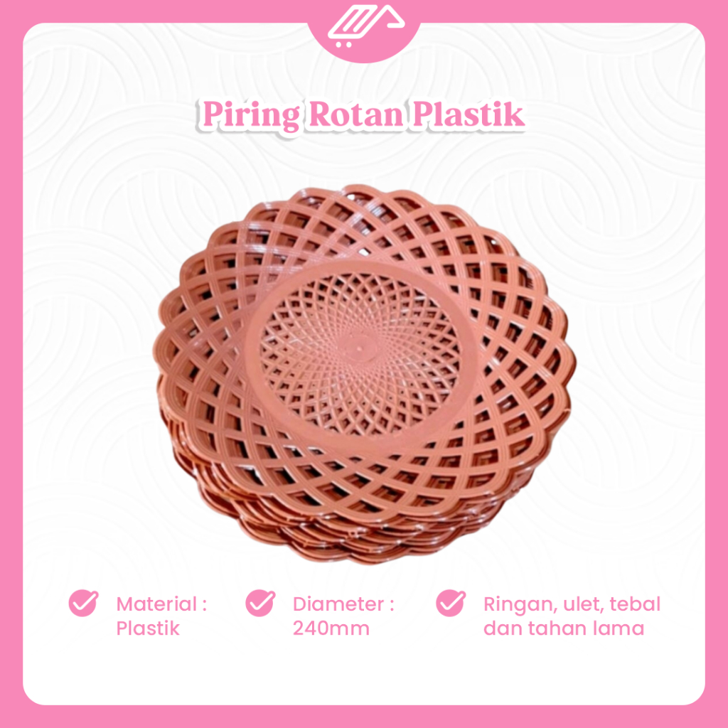 Jual Piring Rotan Plastik Tebal Lusinan Isi 12 Pcs Diameter 24 Cm ...