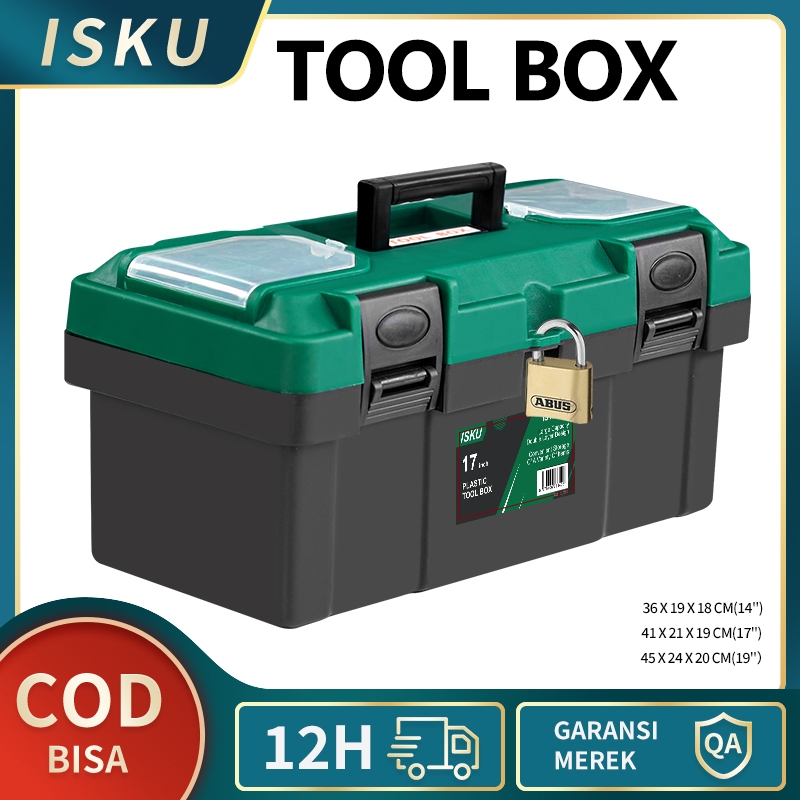 Jual ISKU Tool Box Besar 14/17/19 Inch Bahan PP Plastik Toolbox Kotak ...
