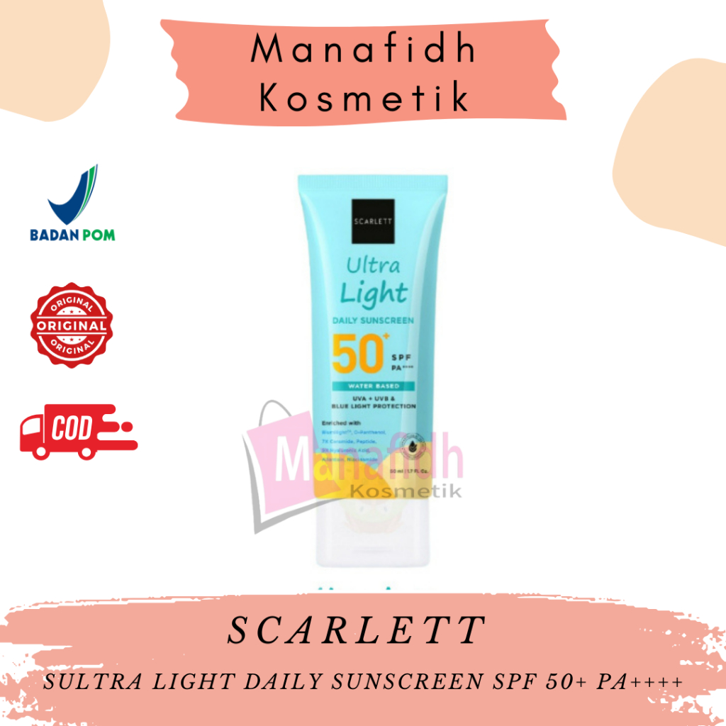 Jual Scarlett BIRU Ultra Light Daily Sunscreen SPF 50+ PA++++ | Shopee ...