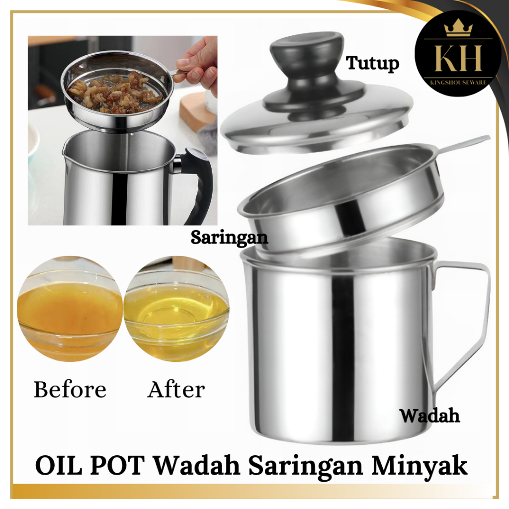 Jual KH-OIL POT STAINLESS 1,3 LITER MUG GELAS SARINGAN TEMPAT WADAH OIL ...