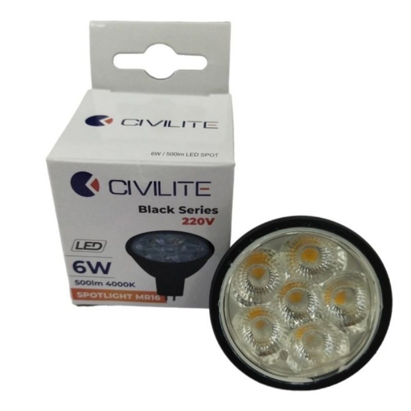 Jual Lampu LED MR16 Spotlight 6 Watt 4000K Body Hitam Civilite | Shopee ...