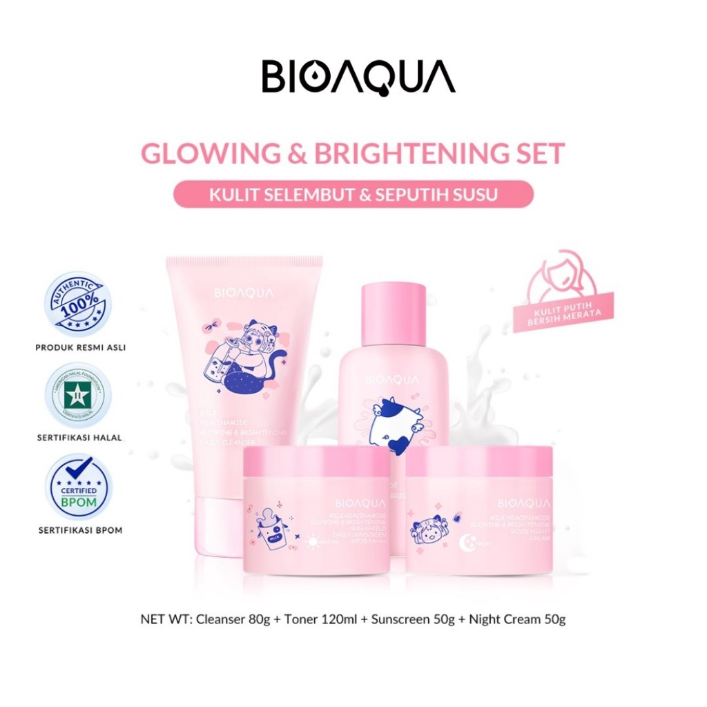 Jual BIOAQUA Milk Niacinamide Glowing & Brightening Set | Shopee Indonesia