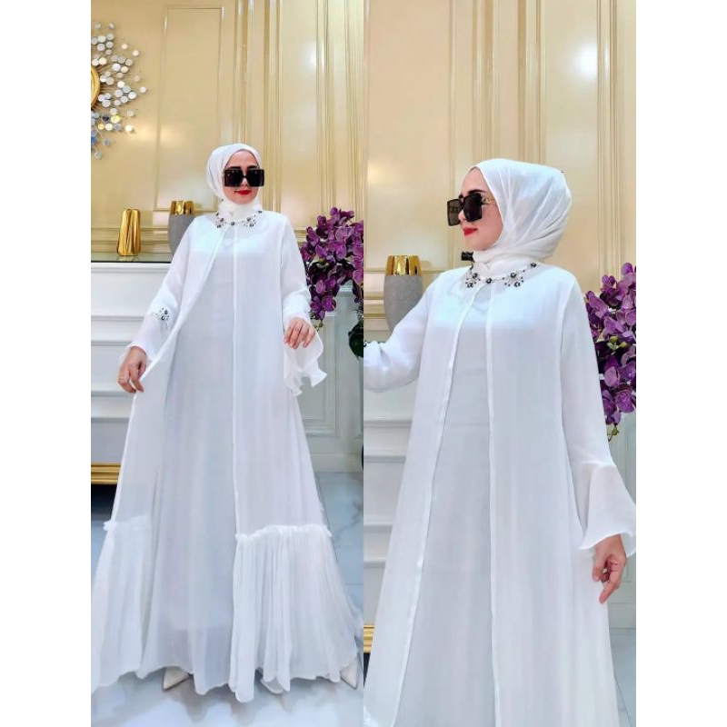 Jual [A.F]Baju Gamis Hitam Putih Wanita Terbaru Lavanya Dress Panjang ...