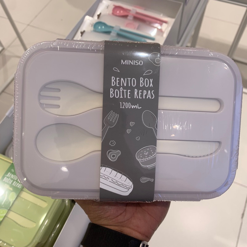Jual iBuy Miniso Bento Box Tempat Makan With Sendok Garpu Set 1200ml ...
