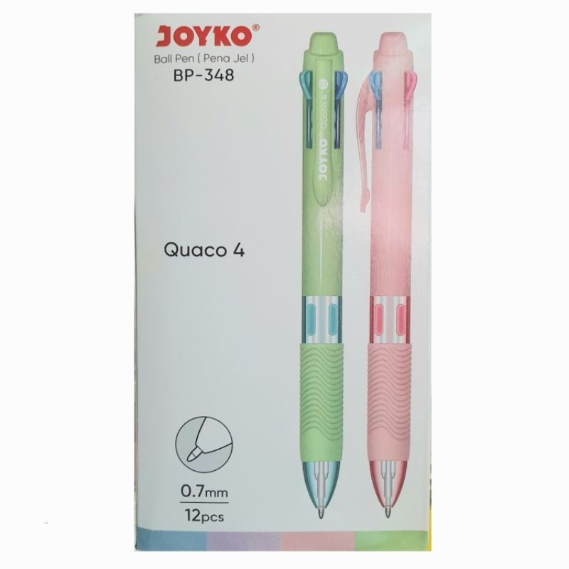 Jual Pulpen Joyko 4 Warna Quaco 4 BP-348 1 Pak Isi 12 Pcs | Shopee ...