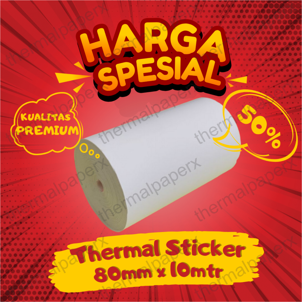 Jual KERTAS THERMAL LABEL STIKER 80MM PANJANG 10 METER CONTINUOUS 80 MM ...