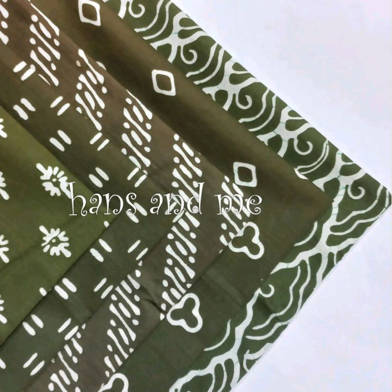 Jual Kain Perca Batik Cap Hijau Lumut Olive (per set) | Shopee Indonesia