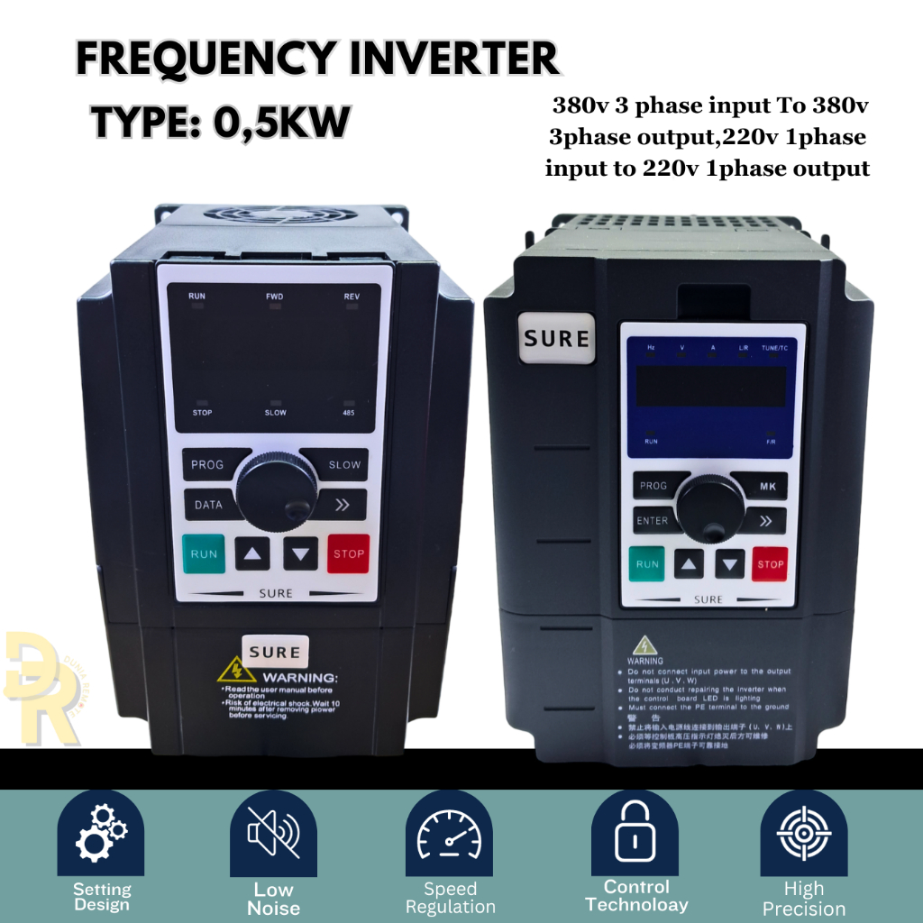 Jual SURE Inverter 0.5KW 220V/380V input 1phase to 380V 3phase Frekuensi Drive Inverter Variable ...