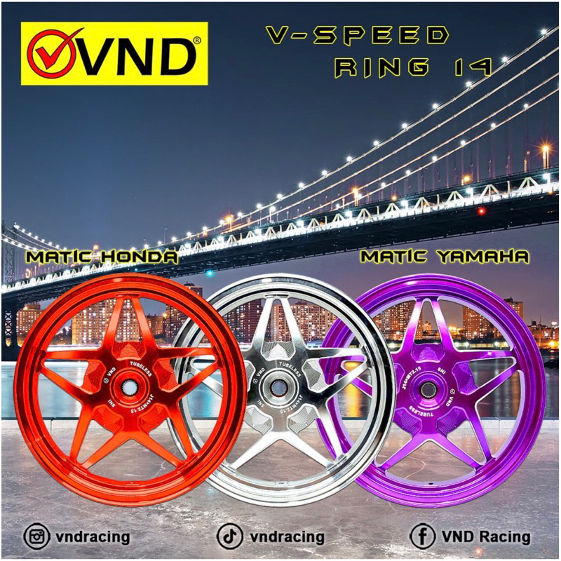 Jual Velg VND Racing V Speed CNC GEN 1 Bintang Langit 185/215-14 Mio Sporty Soul Smile Mio M3 ...