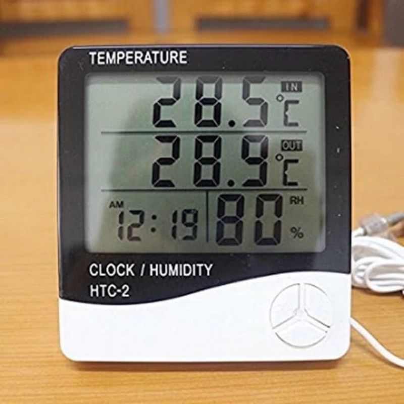 Jual HTC 2 clock humidity temperature hygrometer alarm clock | Shopee ...