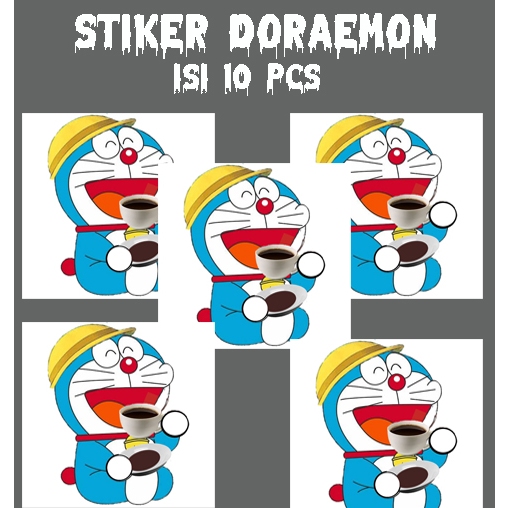 Jual Sticker Doraemon Ngopi Isi 6 pcs - Ukuran gambar 8x8 - Bahan vinyl ...
