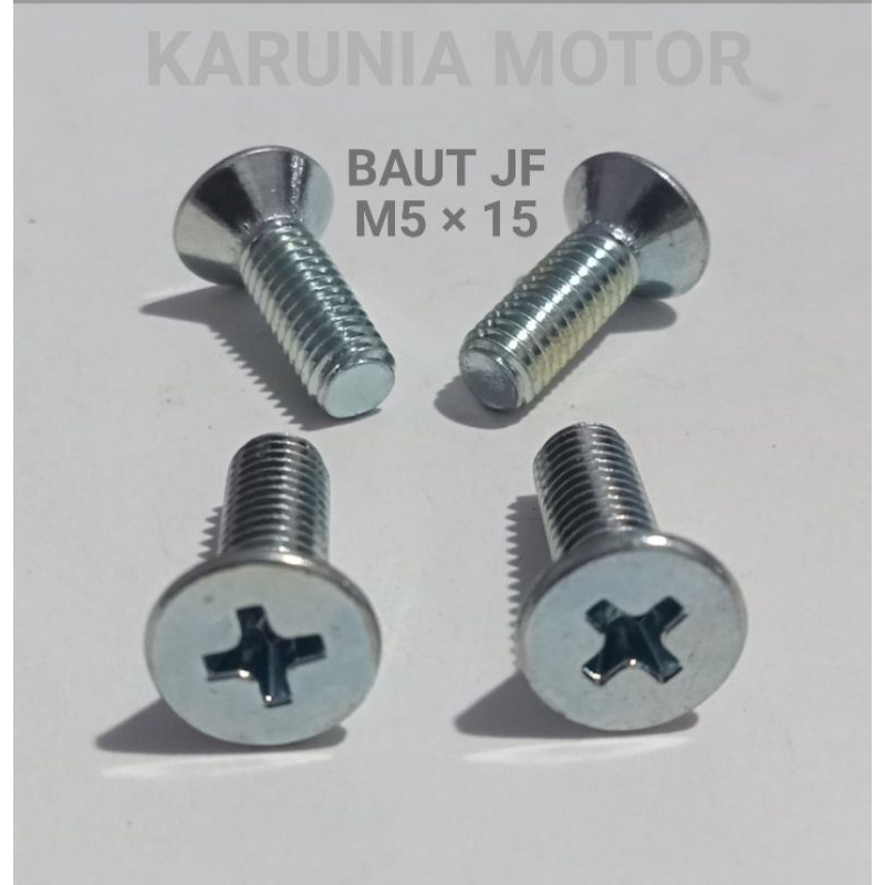 Jual 25 biji Baut JF M5 × 15 / Baut Obeng Kepala Rata M5 × 15 | Shopee Indonesia