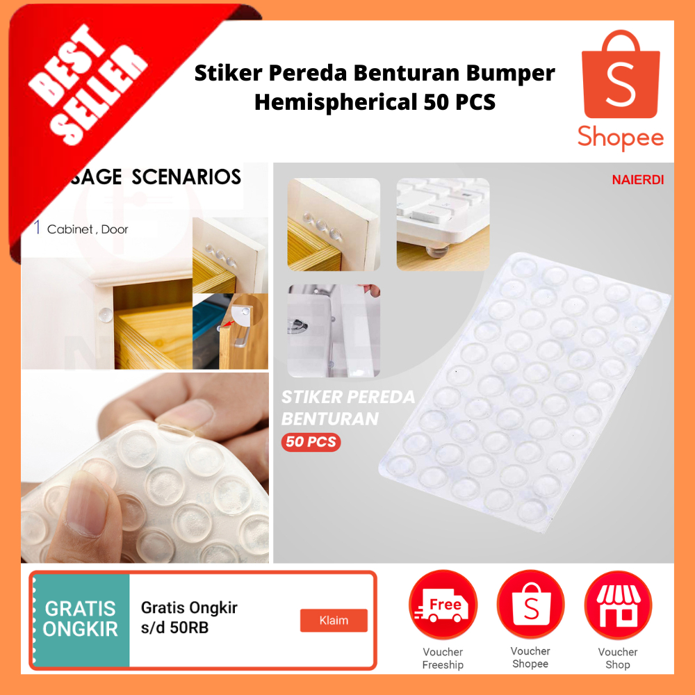 Jual Stiker Pereda Benturan Bumper Hemispherical 50 PCS / Karet Penahan Pintu Perekat Bantalan ...