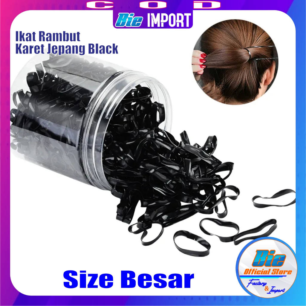 Jual 1000 Pcs Ikat Rambut Karet Jepang Black Color Impor Best Seller ...