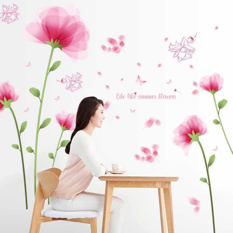 Jual Reliza Wall Sticker Roman Blossom Pink Flowers Bunga Sakura Lily ...